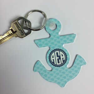 Preppy Monogram Aluminum ANCHOR Key Chain - Personalized 2 Sided Key ...