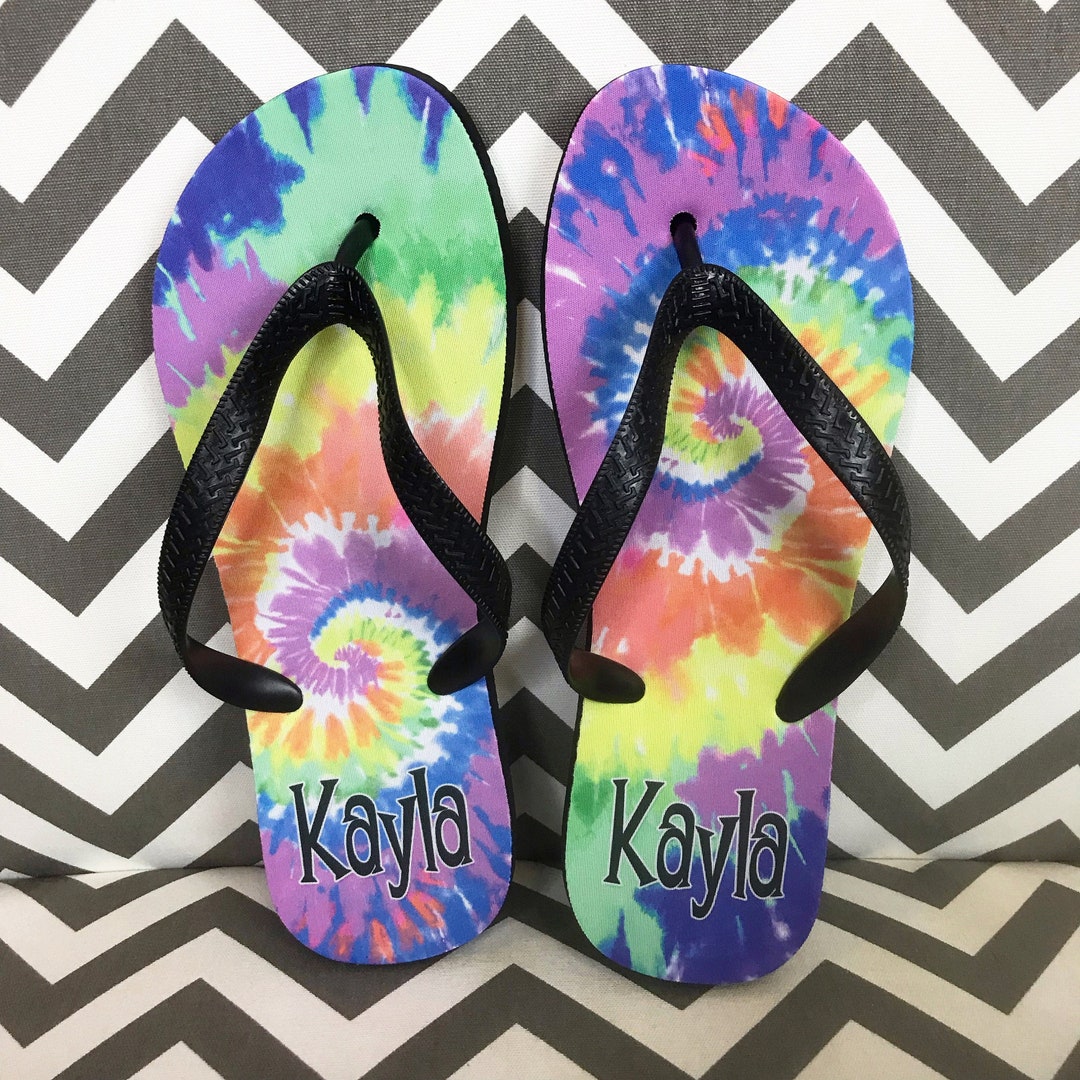 Personalized Flip Flops With Tie Dye Design - 24 Patterns Available ...