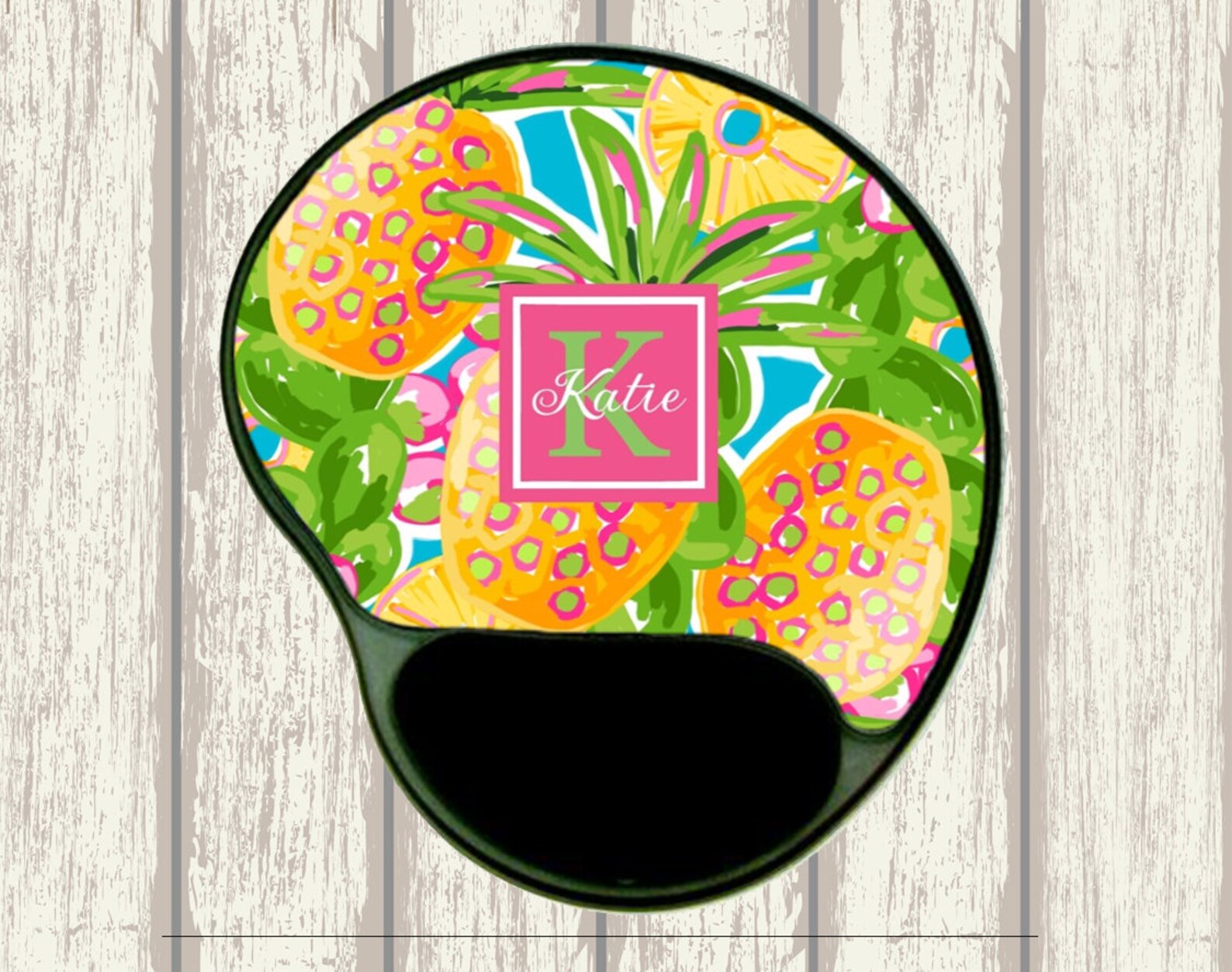 Preppy Tropical Pineapple Custom Mouse Pad With Gel Wrist Rest - Etsy