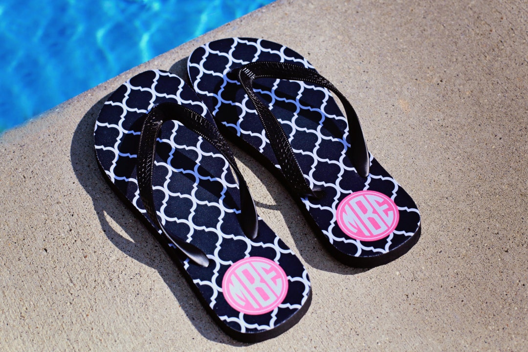 Monogram Flip Flops - Custom Pattern, Color, Name & More - Personalized ...