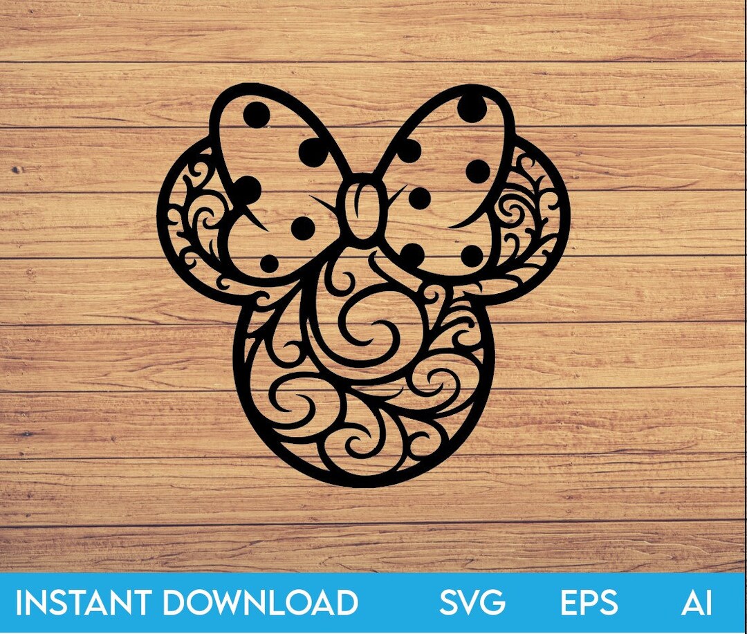 Therapeutic Minnie Mouse Head SVG Decal Downloadable Relaxation Design ...