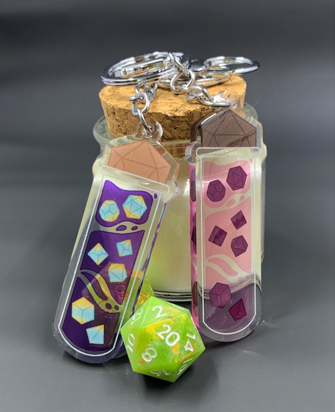 Dice Test Tube Acrylic Keychain - Etsy