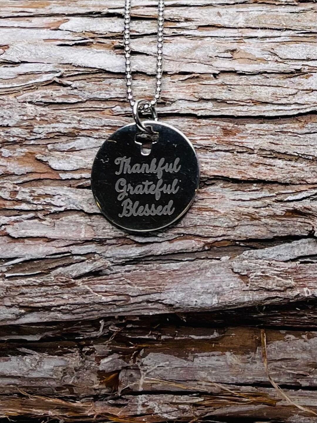 Thankful Grateful Blessed Stainless Steel Charm Necklace ~ Blessed ...