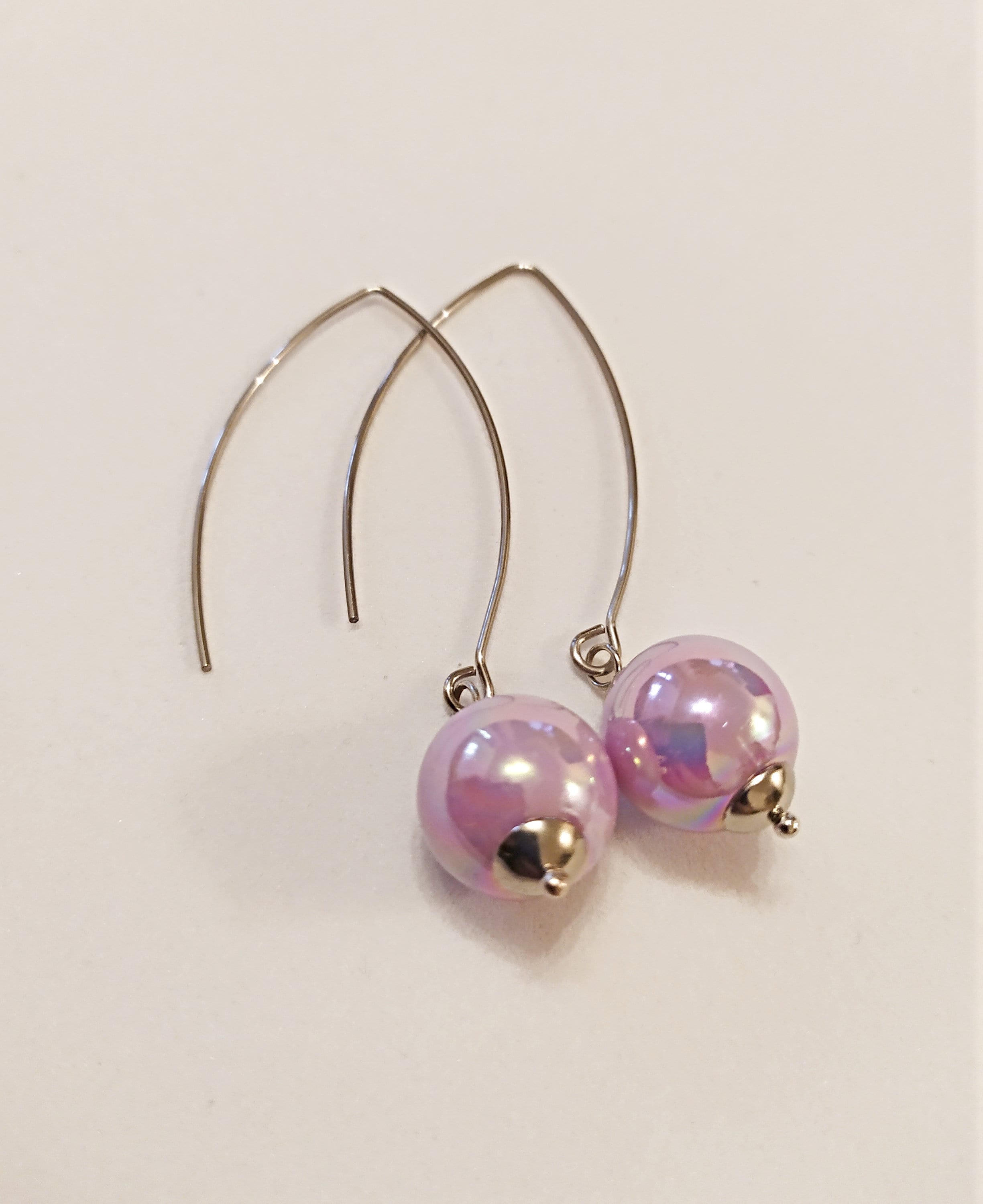 Roze oorbellen lange haak oorbellen zilveren oorbellen - Etsy Nederland