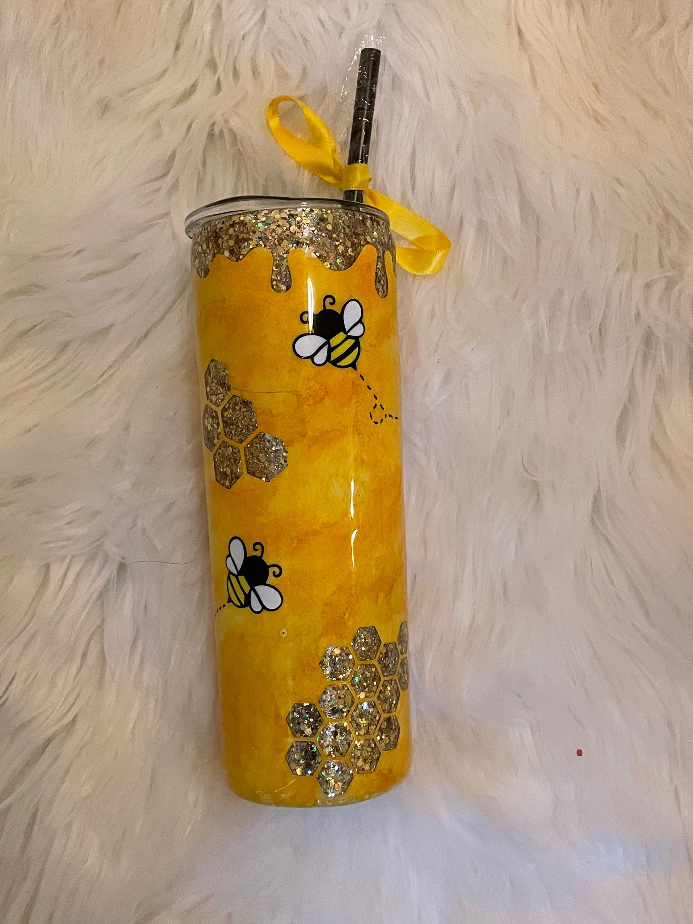 Honeycomb bee steel Glitter tumbler | Etsy
