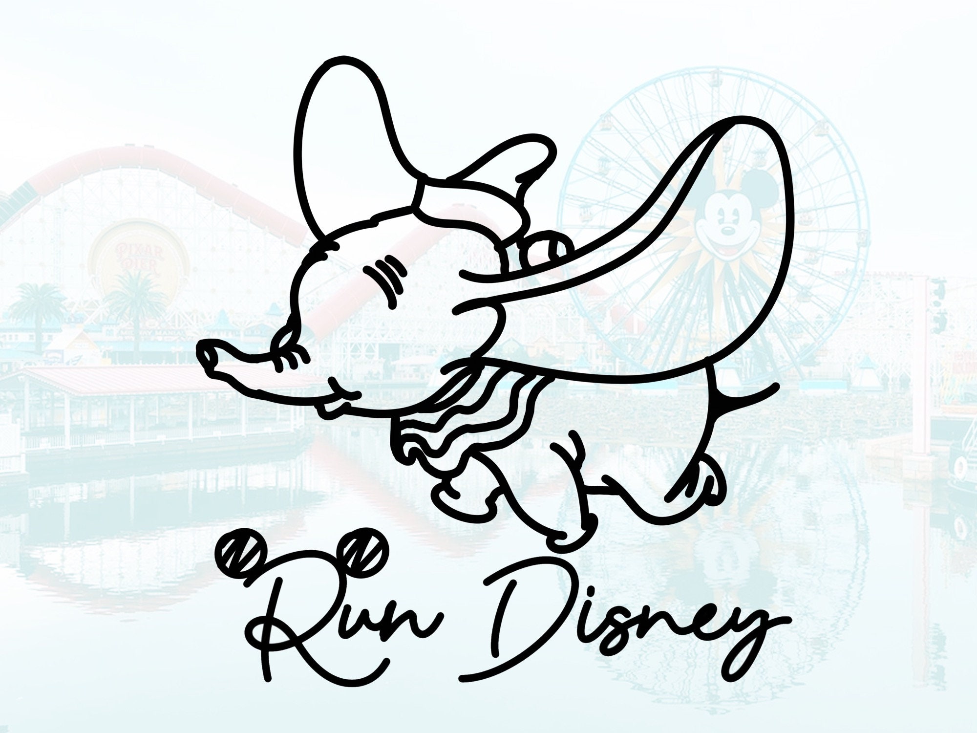 Dumbo Double Dare Rundisney Design PNG and SVG File. - Etsy