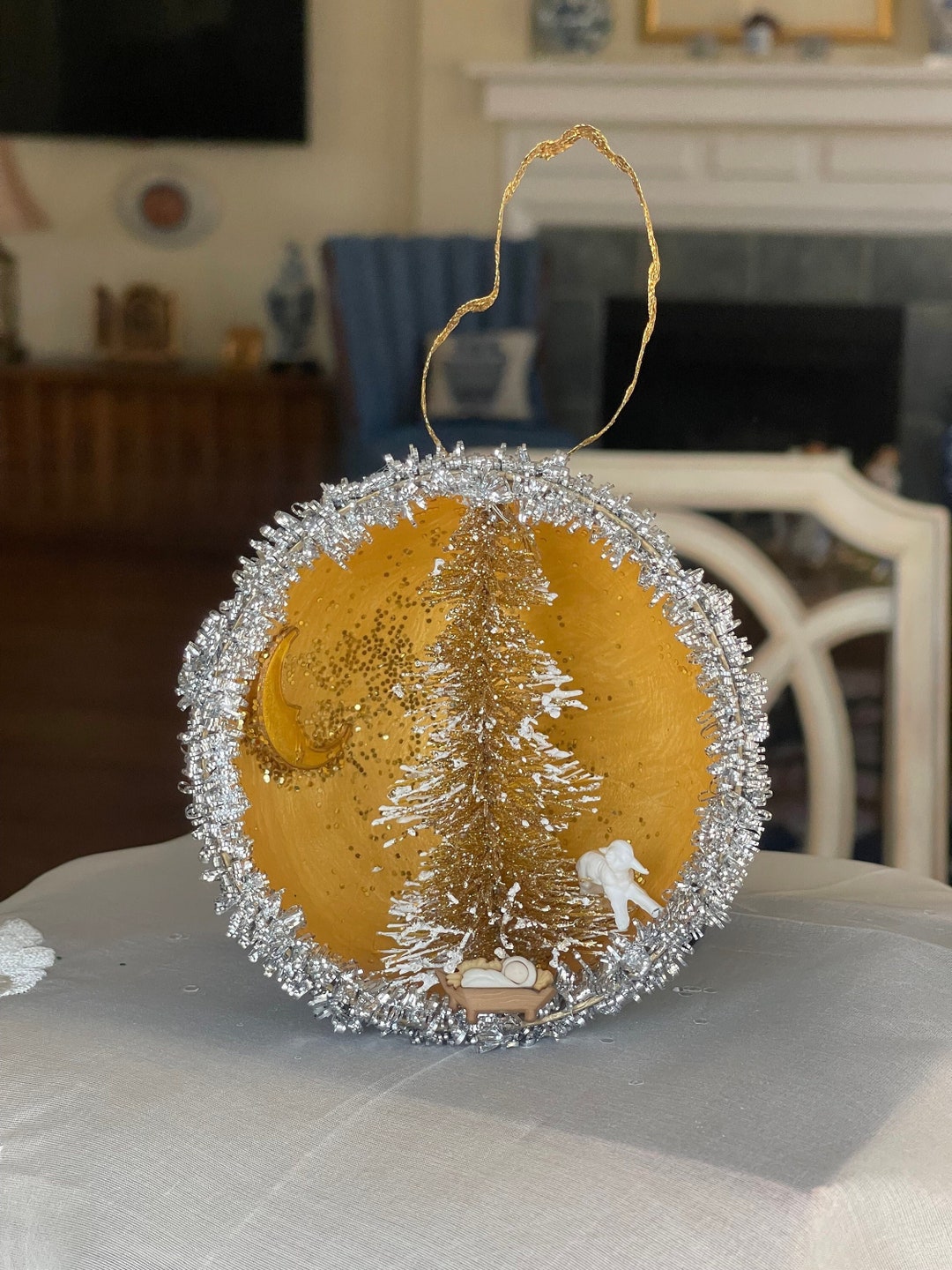 Beautiful Golden Nativity Ornament - Etsy