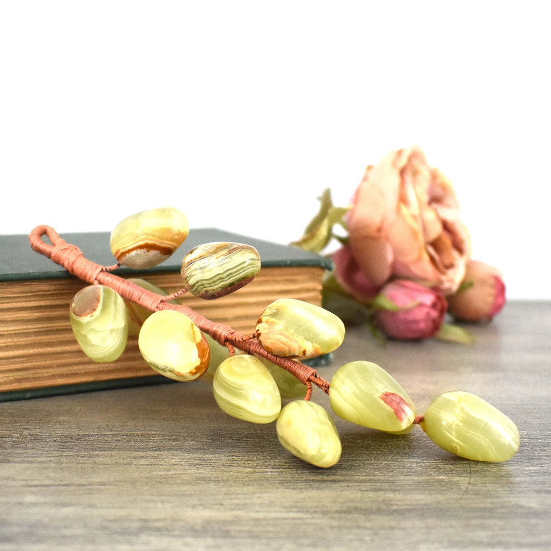 Vintage Onyx Grapes - Decorative Green Stone Grapes - Bar Decor - Gift ...