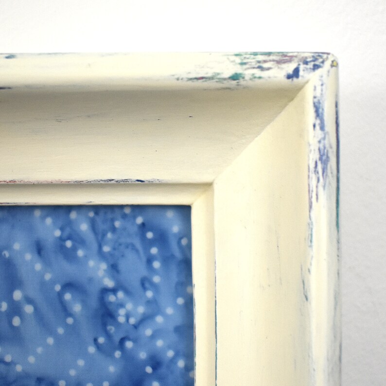 White Framed Magnet Board With Rainbow Over Blue Batik - Etsy