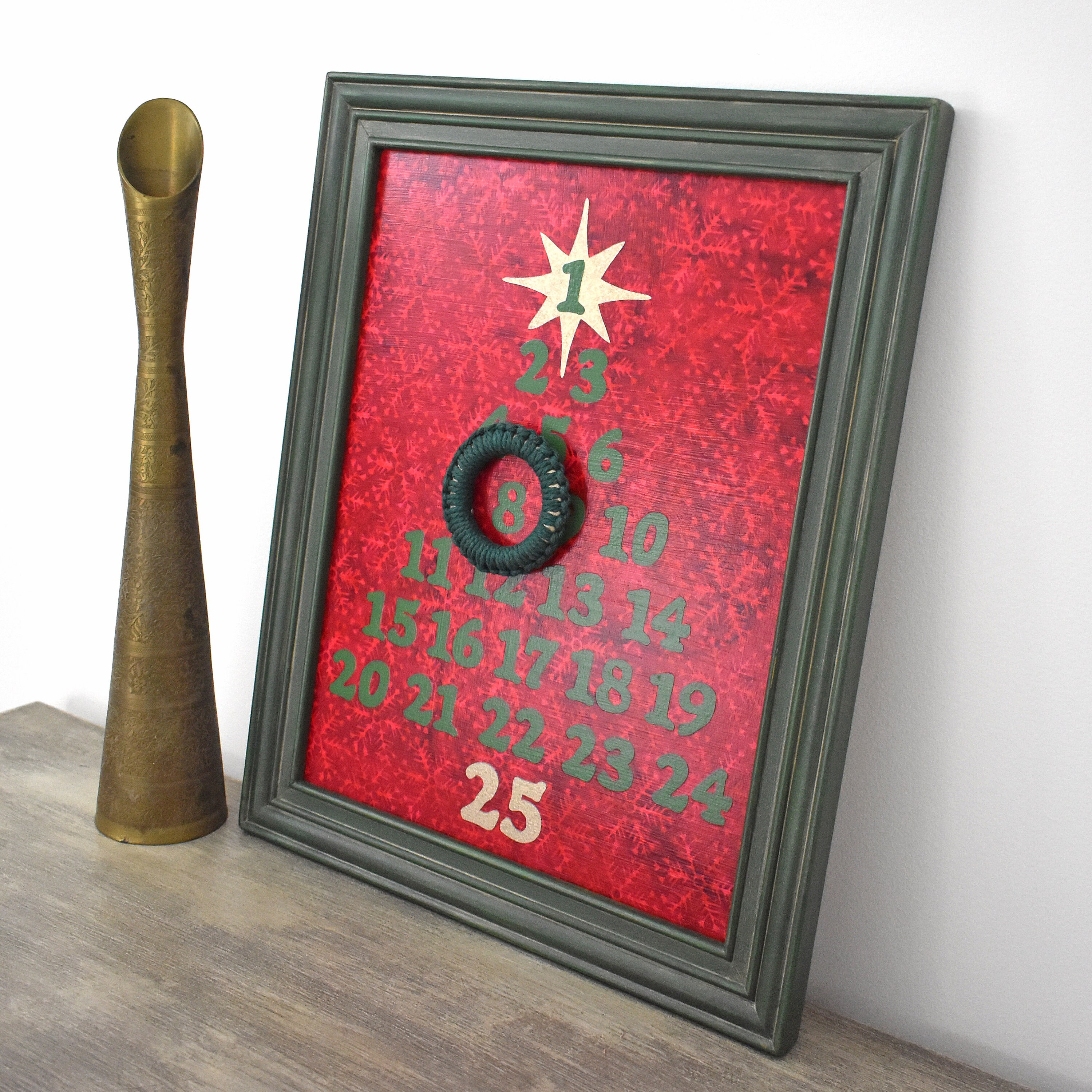 Tree Advent Calendar With Macrame Wreath Magnet Handmade Red and Green ...