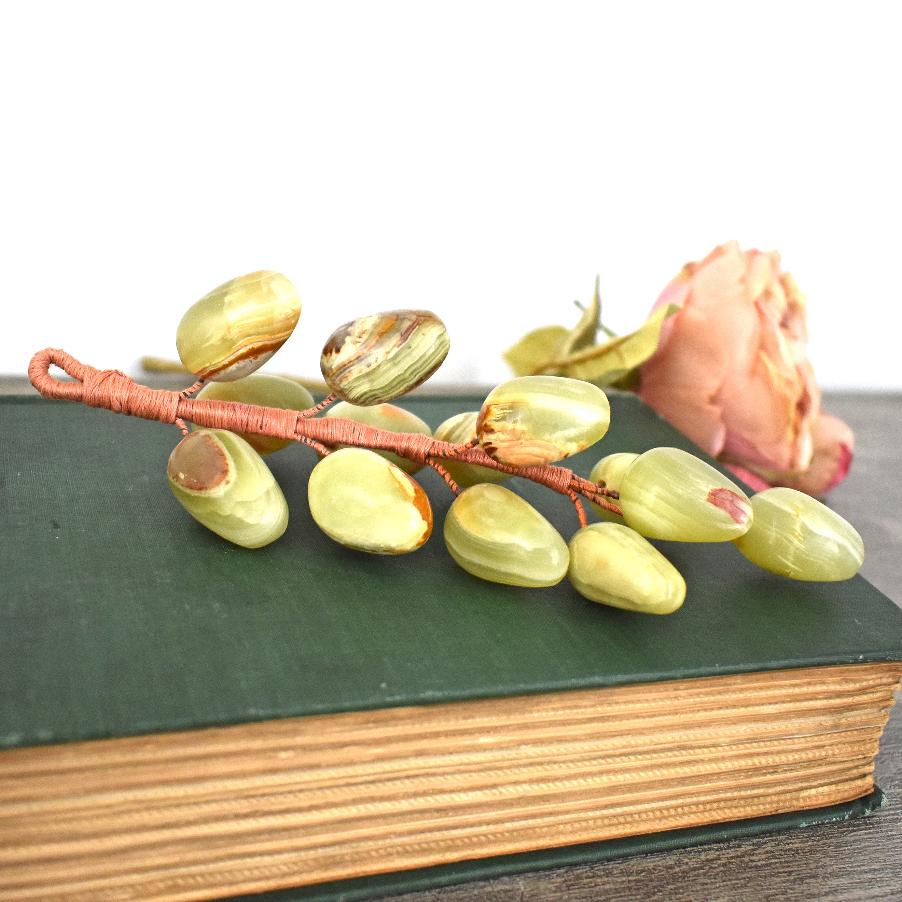 Vintage Onyx Grapes Decorative Green Stone Grapes Bar Decor Gift for ...