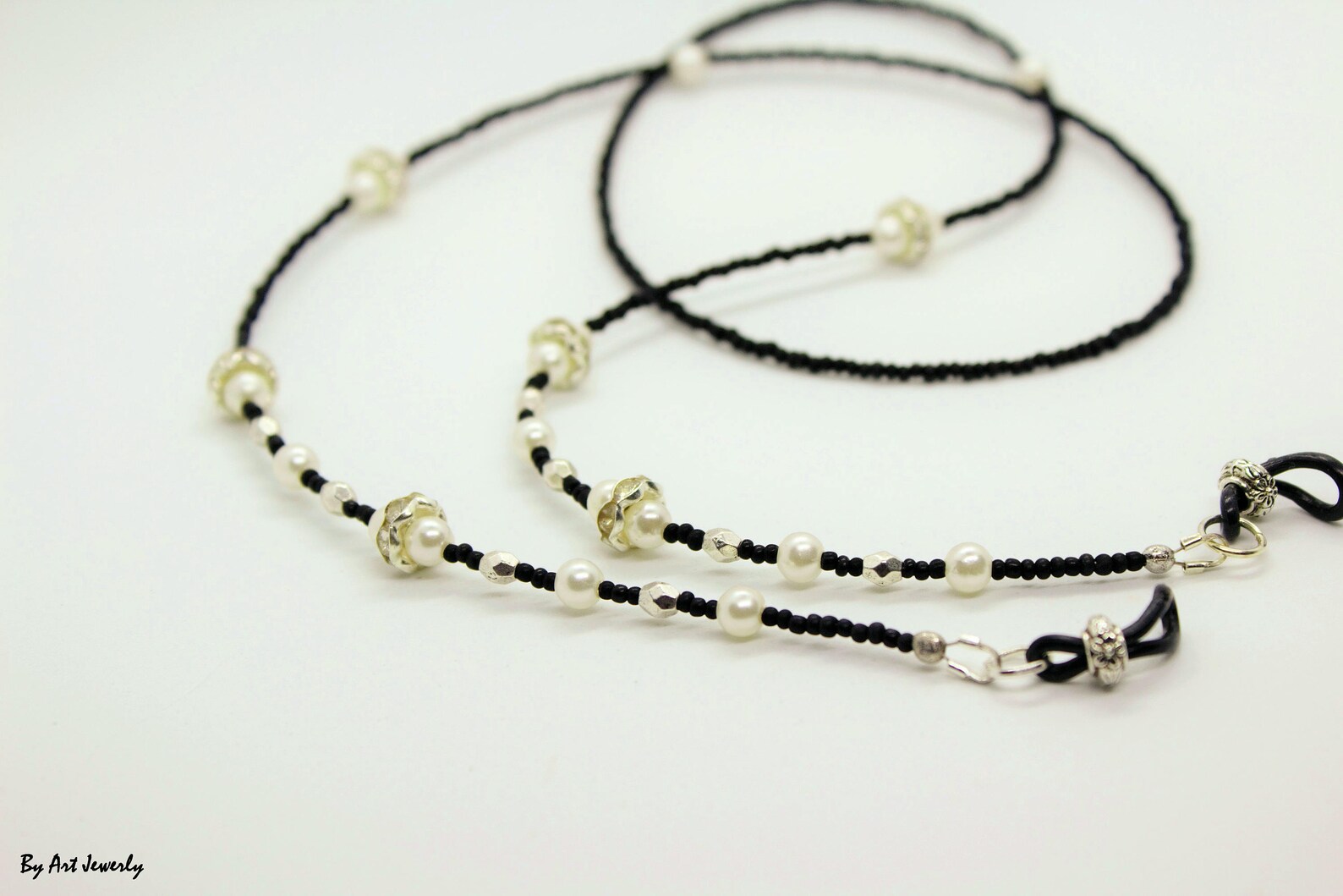 BLACK PEARL EYEGLASSES Chain, Crystals Eyeglasses String,glases Cord ...