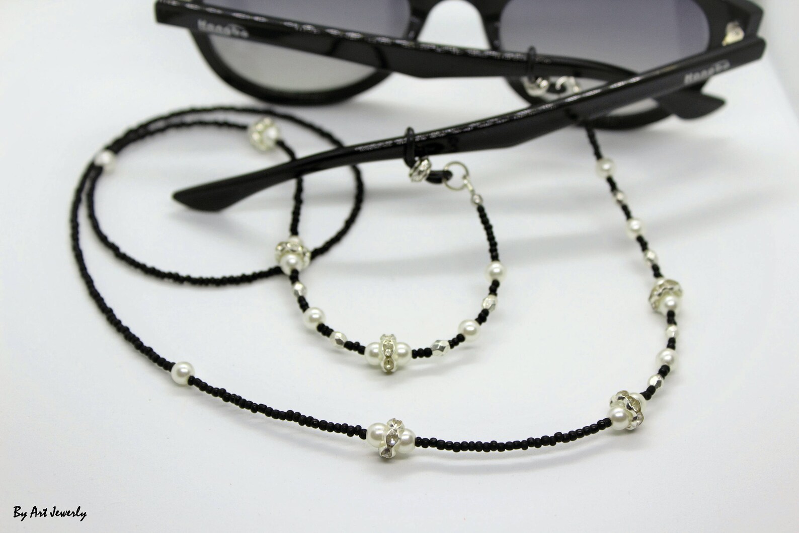 BLACK PEARL EYEGLASSES Chain, Crystals Eyeglasses String,glases Cord ...