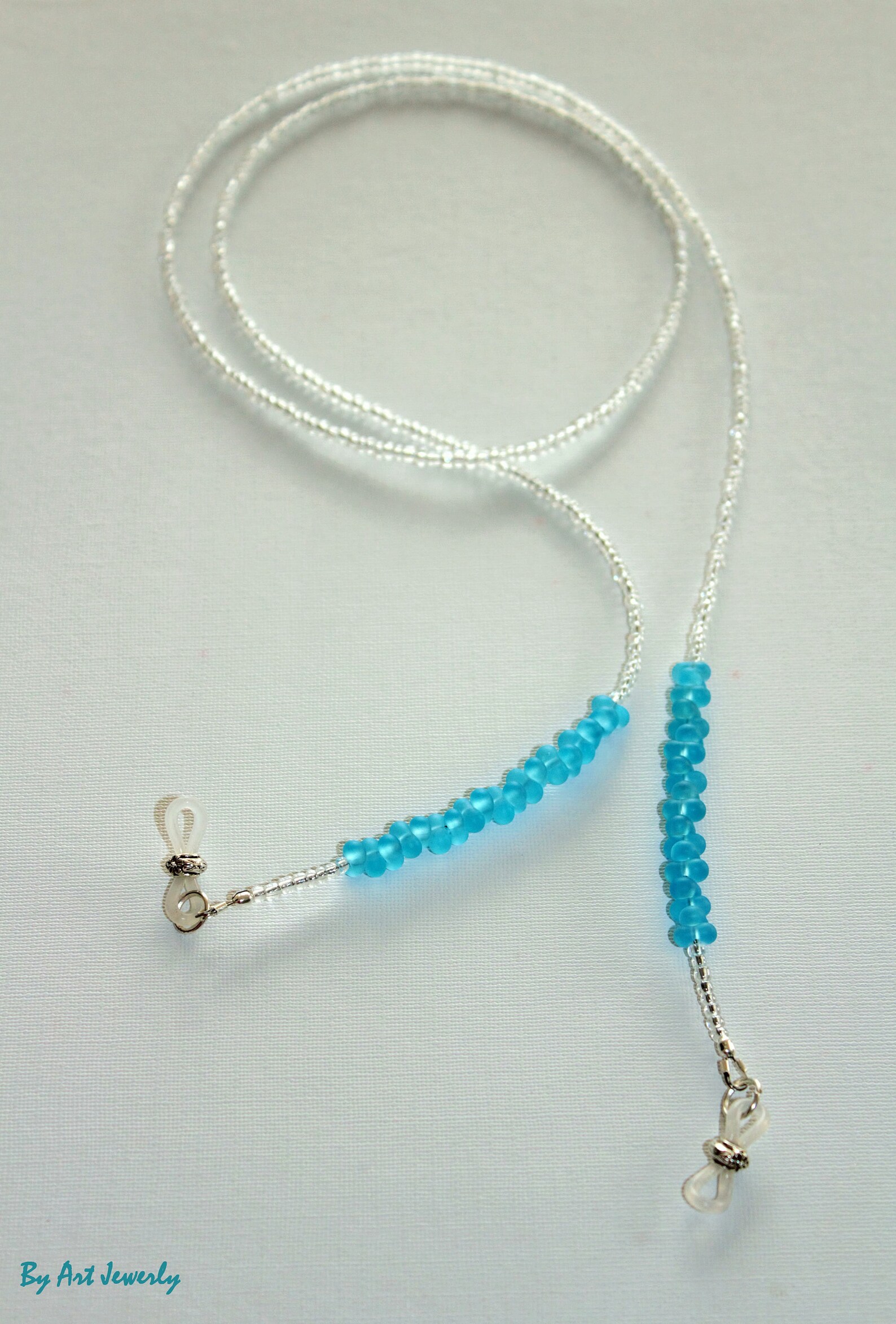 Clear Glasses Chain,beaded Glasses Chain, Blue Eyeglass String, String ...