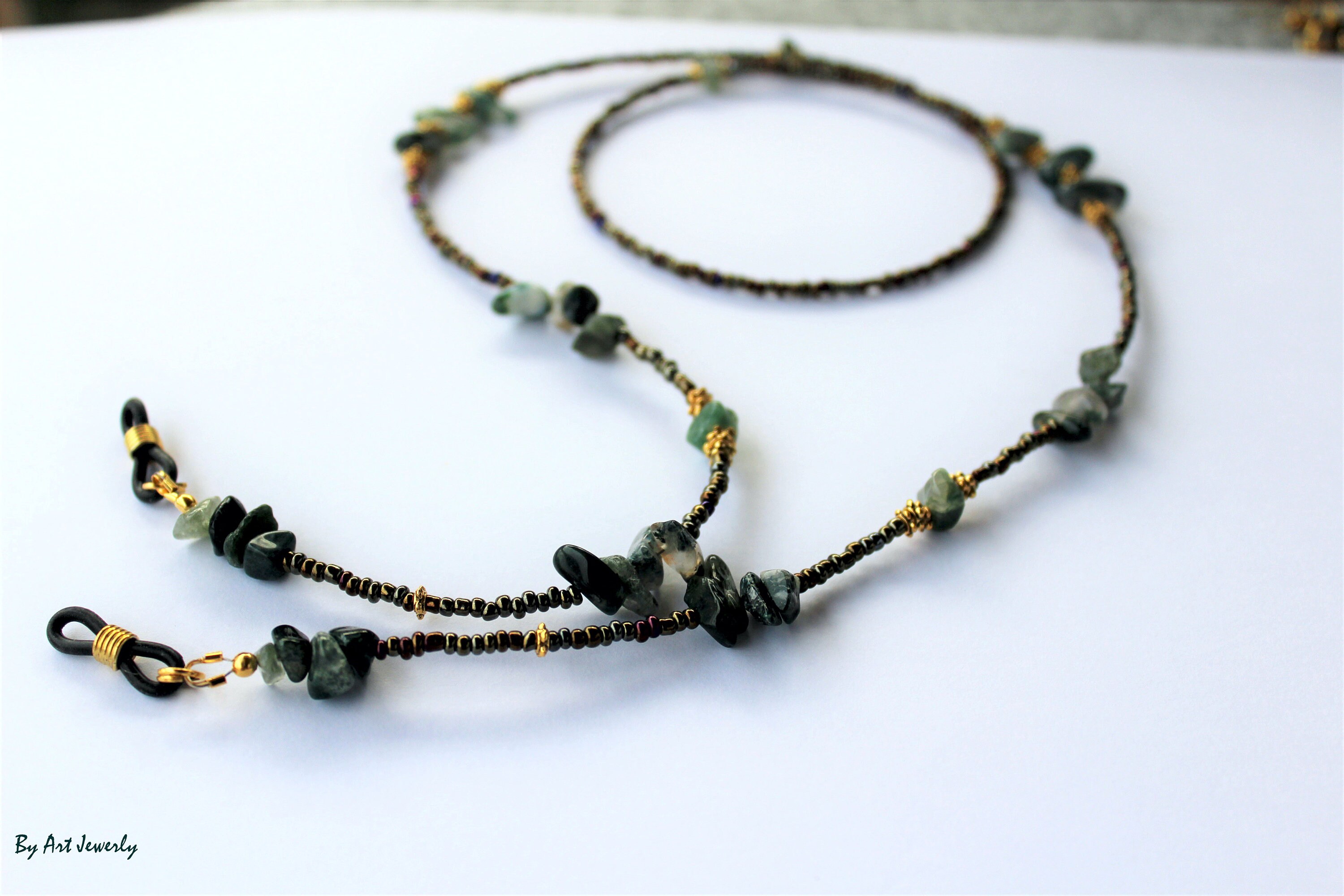 GLASSES CHAIN, GREEN Eye Glass Chain, Stone Accessory for Glasses ...