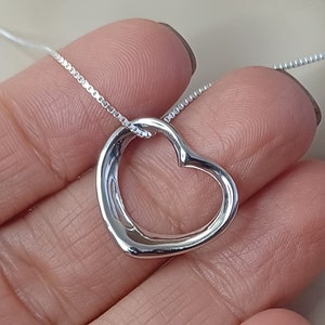 Floating Heart Sterling Silver Pendant Necklace, Heart Pendant, Heart ...