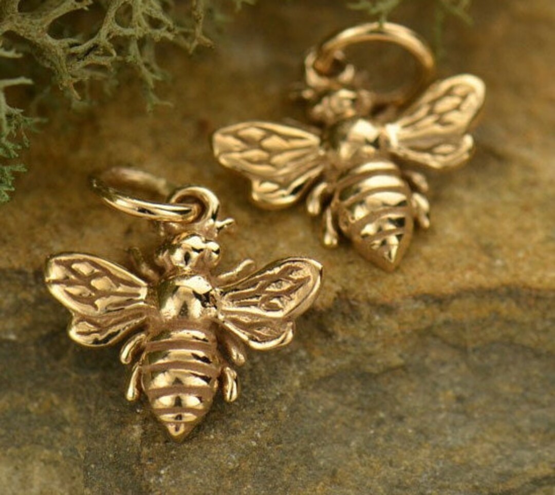 Bronze Bee Charm, Tiny Bee Charm, Bee Charm, Gold Bee Charm, Bee ...