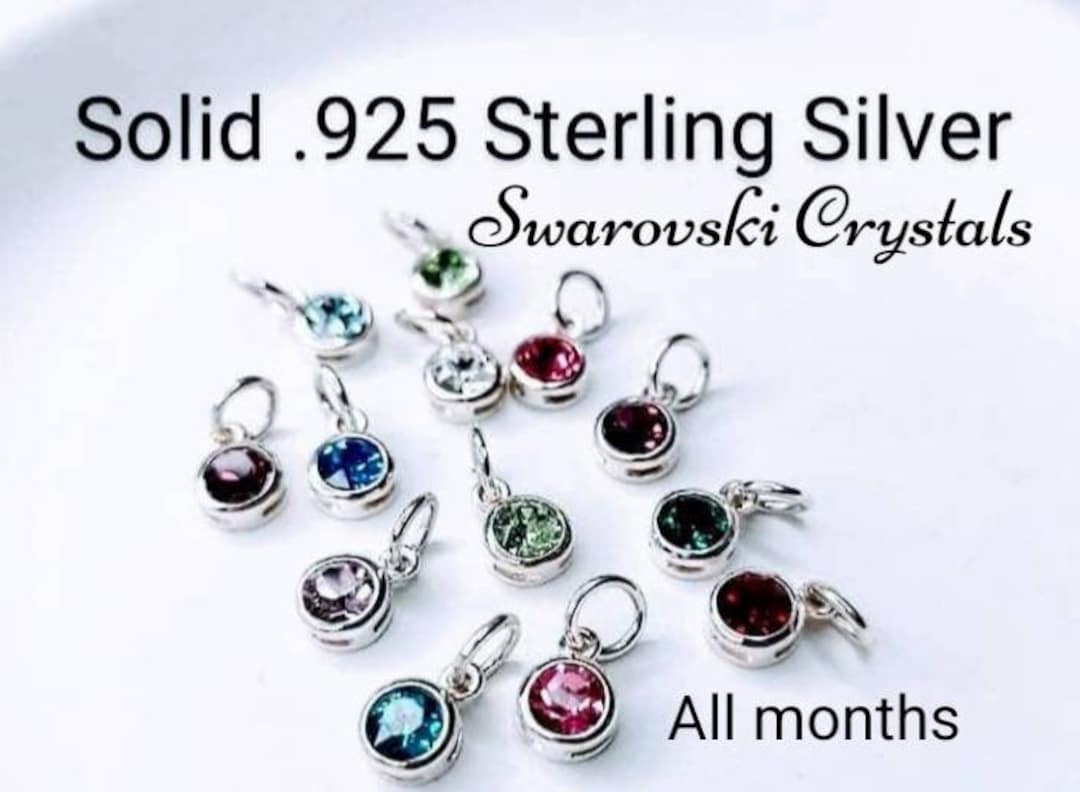 Birthstone Charm Sterling Silver, TINY, 5.5mm Personalized Jewelry ...