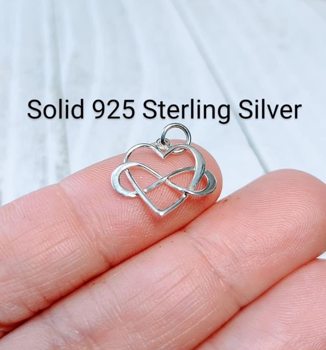 Infinity Heart Charm, Sterling Silver, Heart Charm, Infinity Symbol ...