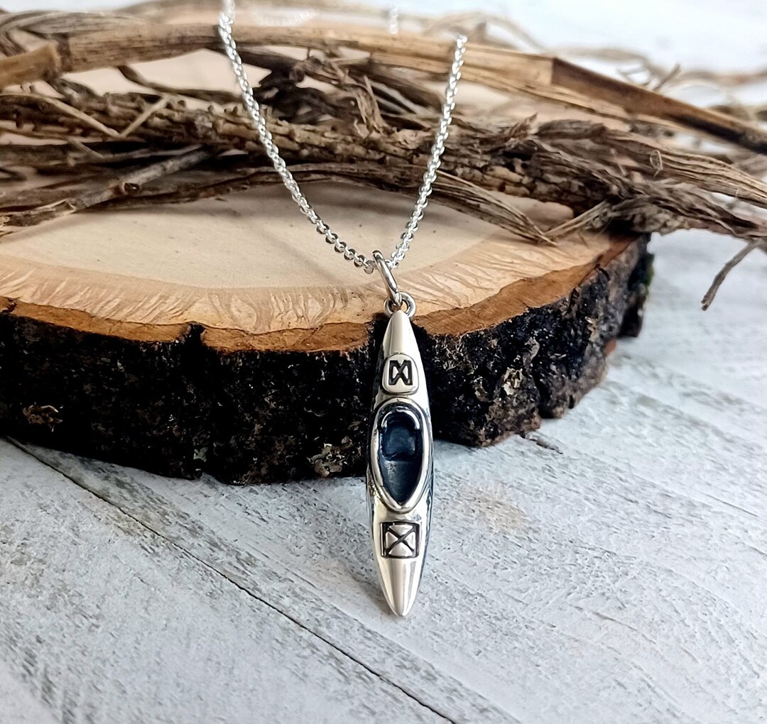 Minimalist Kayak Necklace, Sterling Silver, Kayak Charm Pendant and ...