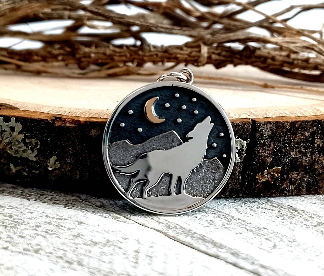 Howling Wolf Charm, Sterling Silver Charm, Silver Wolf Charm, Sterling ...