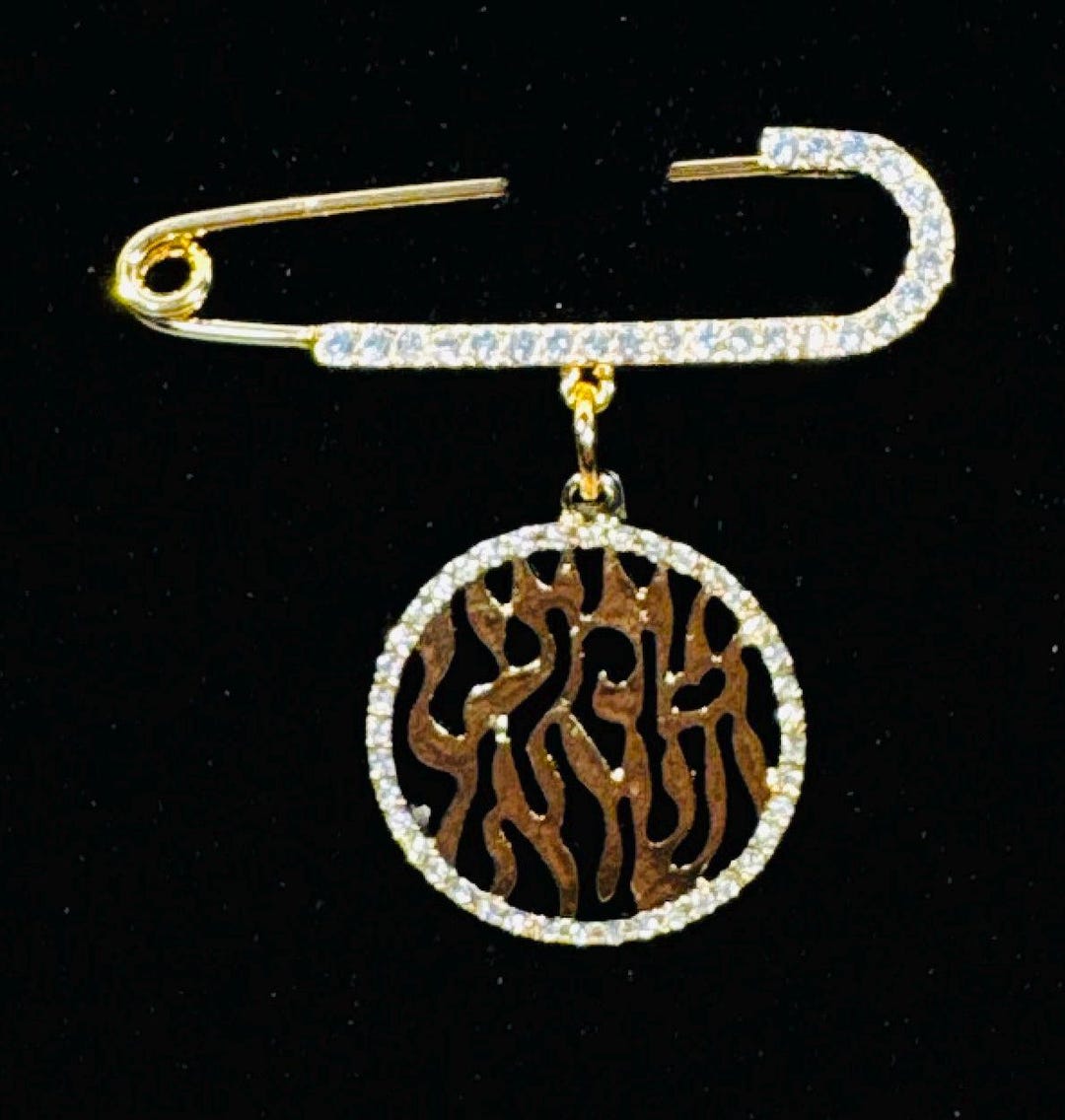 Hand Made Crystal Halo Shema 18k Gold Plated Stroller Pin, Diaper Bag ...