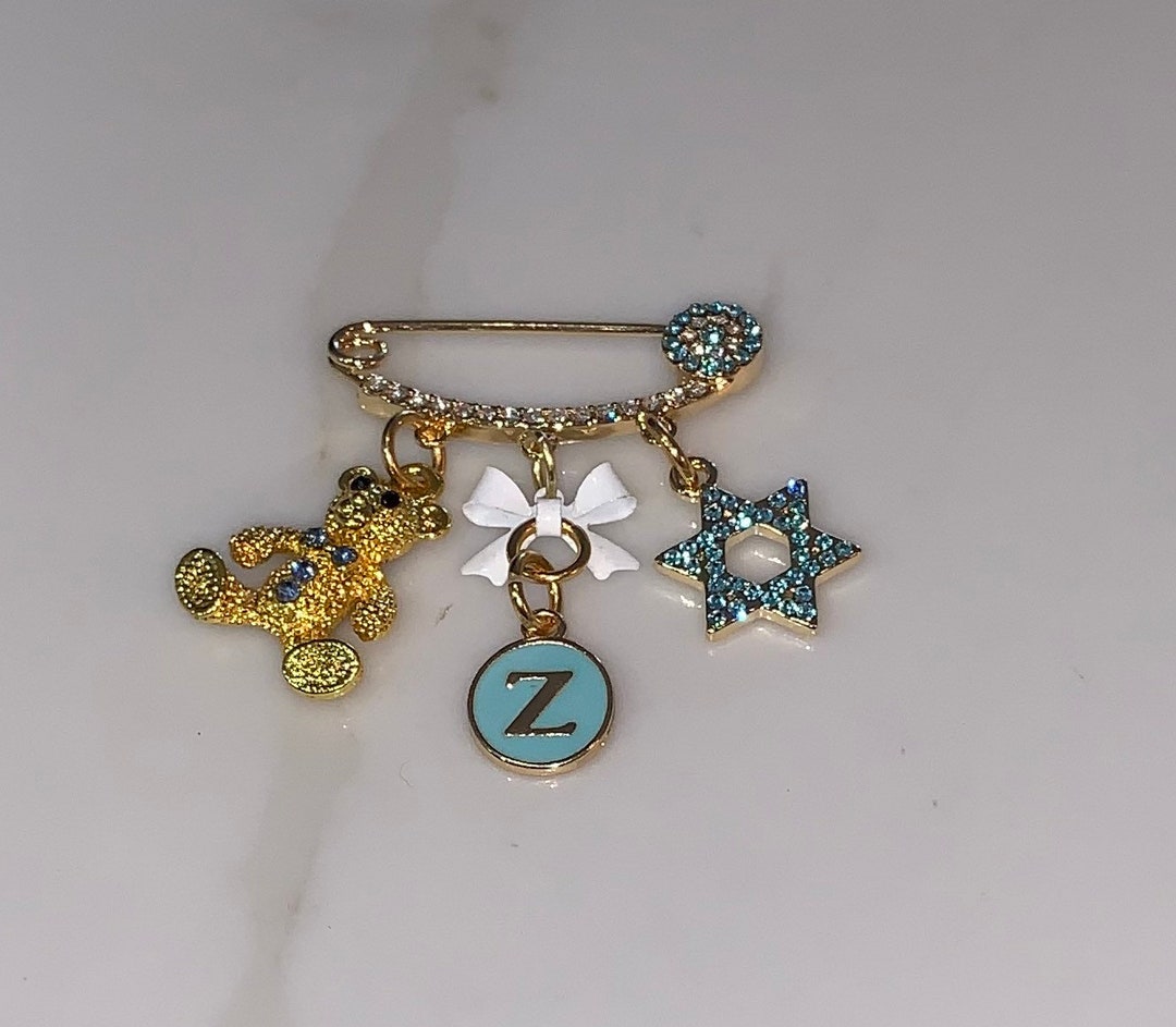 Evil Eye Stroller Pin, Crystal Teddy Bear, Magen David, Newborn Gift - Etsy