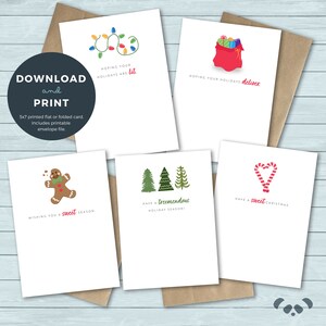 Printable Christmas Card Bundle | Candy Cane, Santa Bag, Gingerbread ...