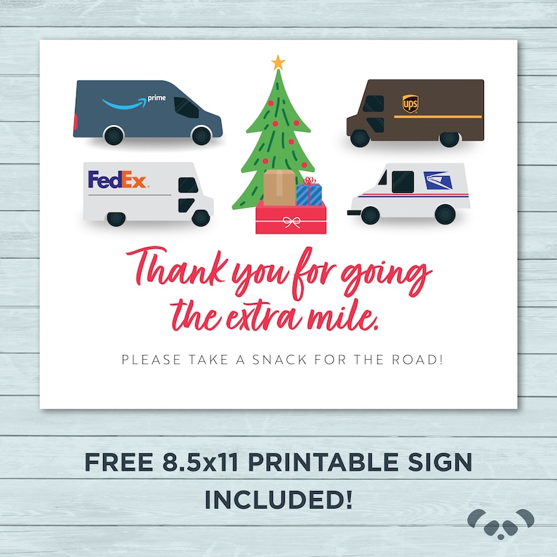 Printable Thank You Card | Fedex Delivery Person Christmas Holiday ...