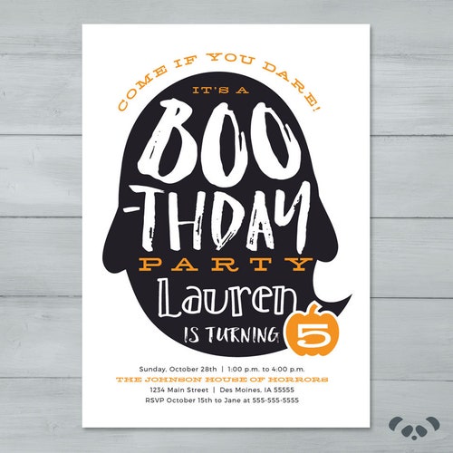 Halloween Birthday Party Invite Boo Bash Invitation Adult | Etsy