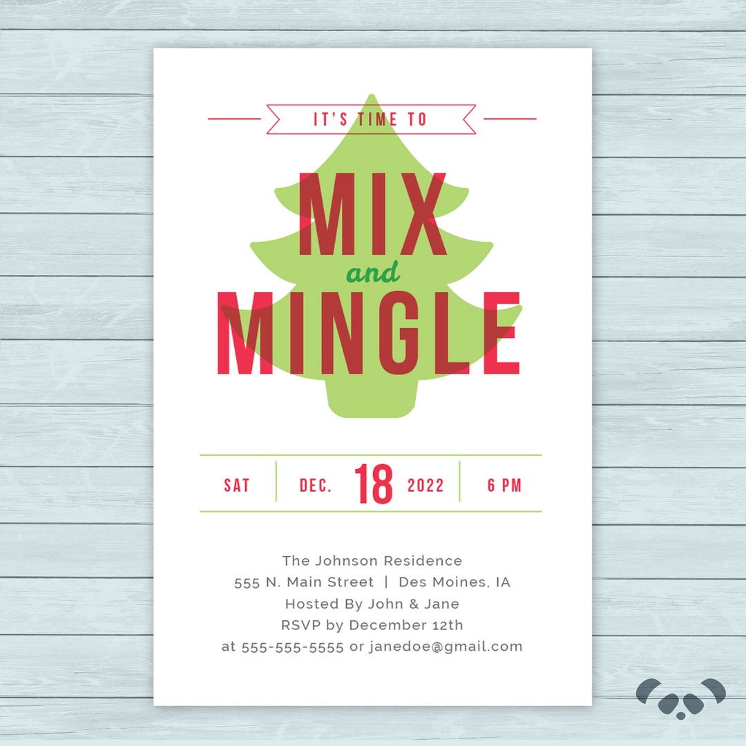 Mix & Mingle Holiday Party Invitation Christmas Tree - Etsy
