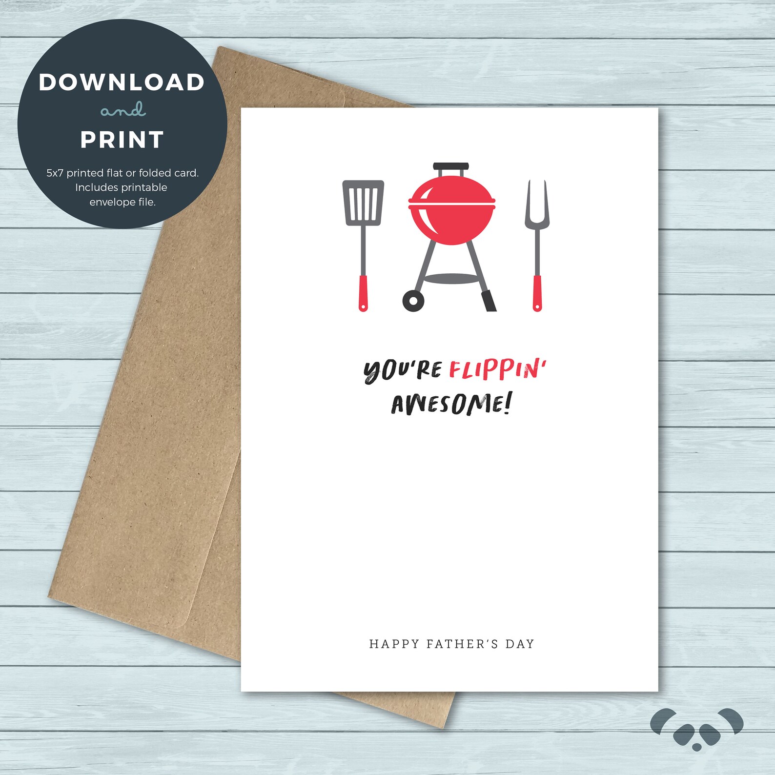 Printable Father's Day Card Grill Utensils Spatula | Etsy