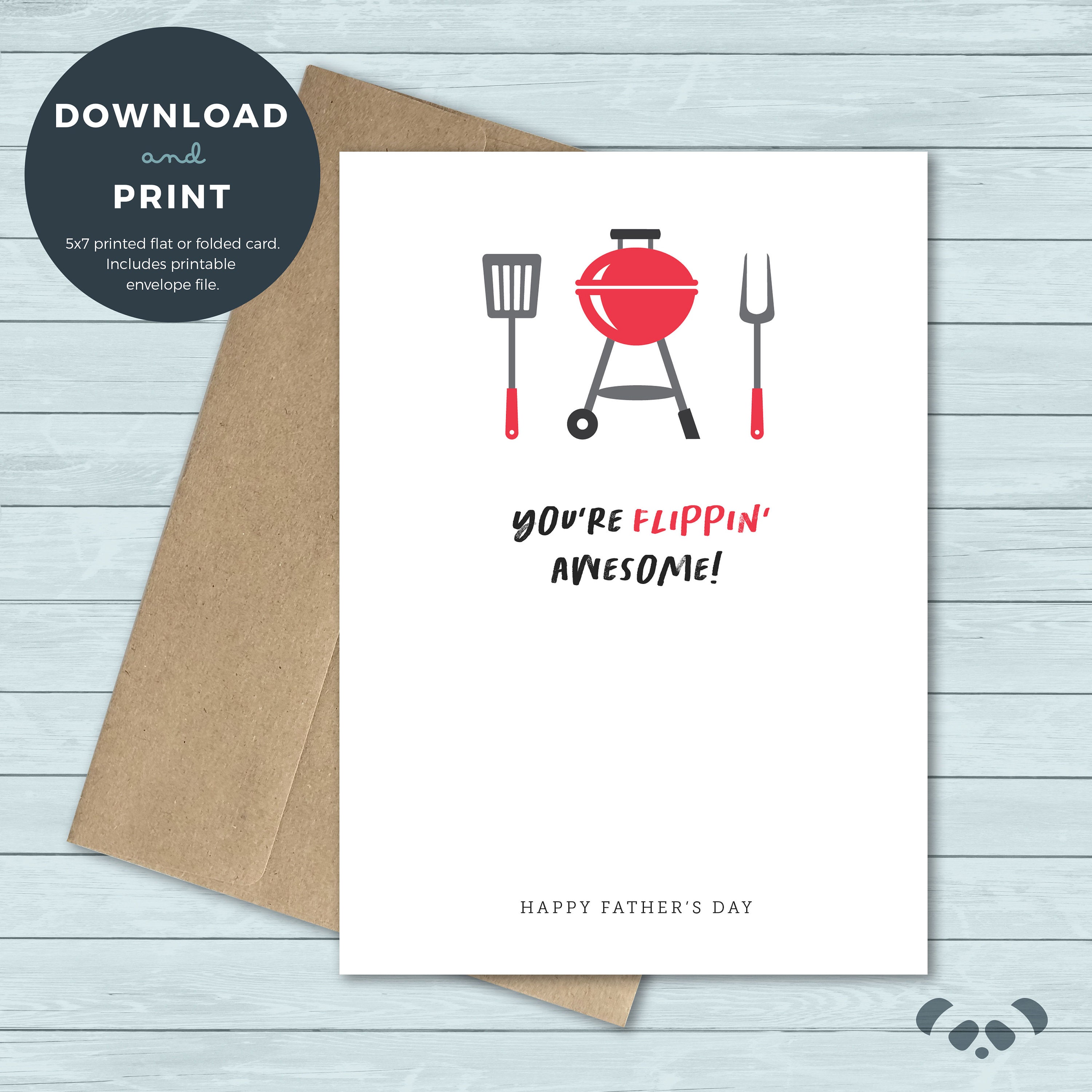 Printable Father's Day Card Grill Utensils Spatula | Etsy