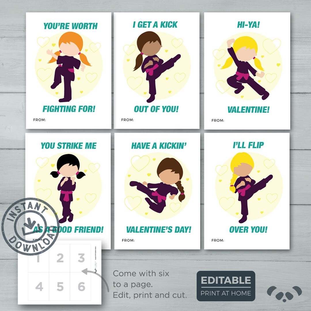 Kids Valentine Cards | Ninja Girl Valentines | Ninja Warrior Girl ...