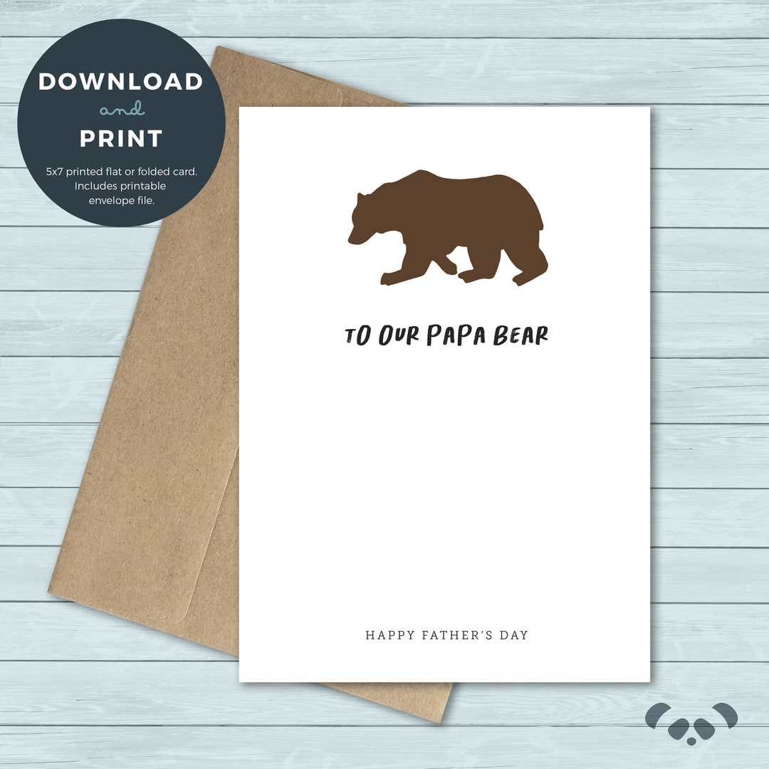 Printable Father's Day Card | Bear, Papa Bear, Father, Dad, Daddy, Papa ...