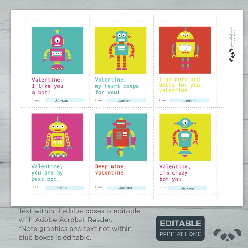Kids Valentine Cards | Robot Valentines | Robot Computer Kid Valentine ...