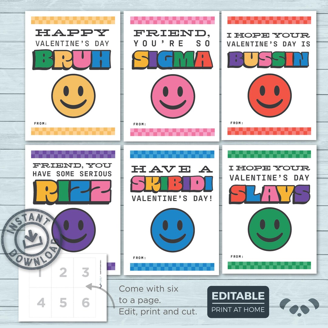 Kids Valentine Cards | Gen Alpha Slang Valentines | Gen Alpha Slang ...