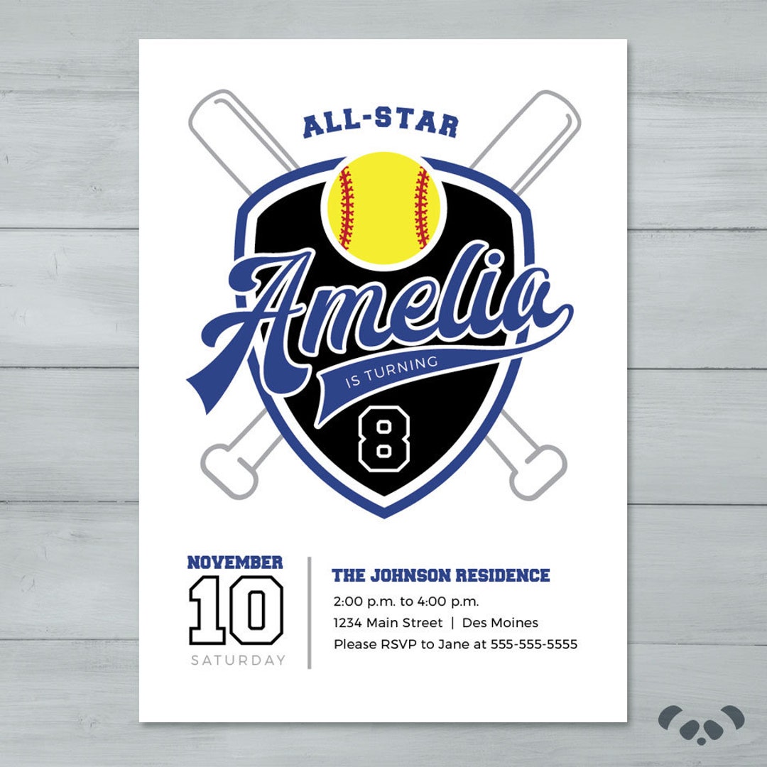 Softball Birthday Party Invitation | Softball Invite | Softball, All ...