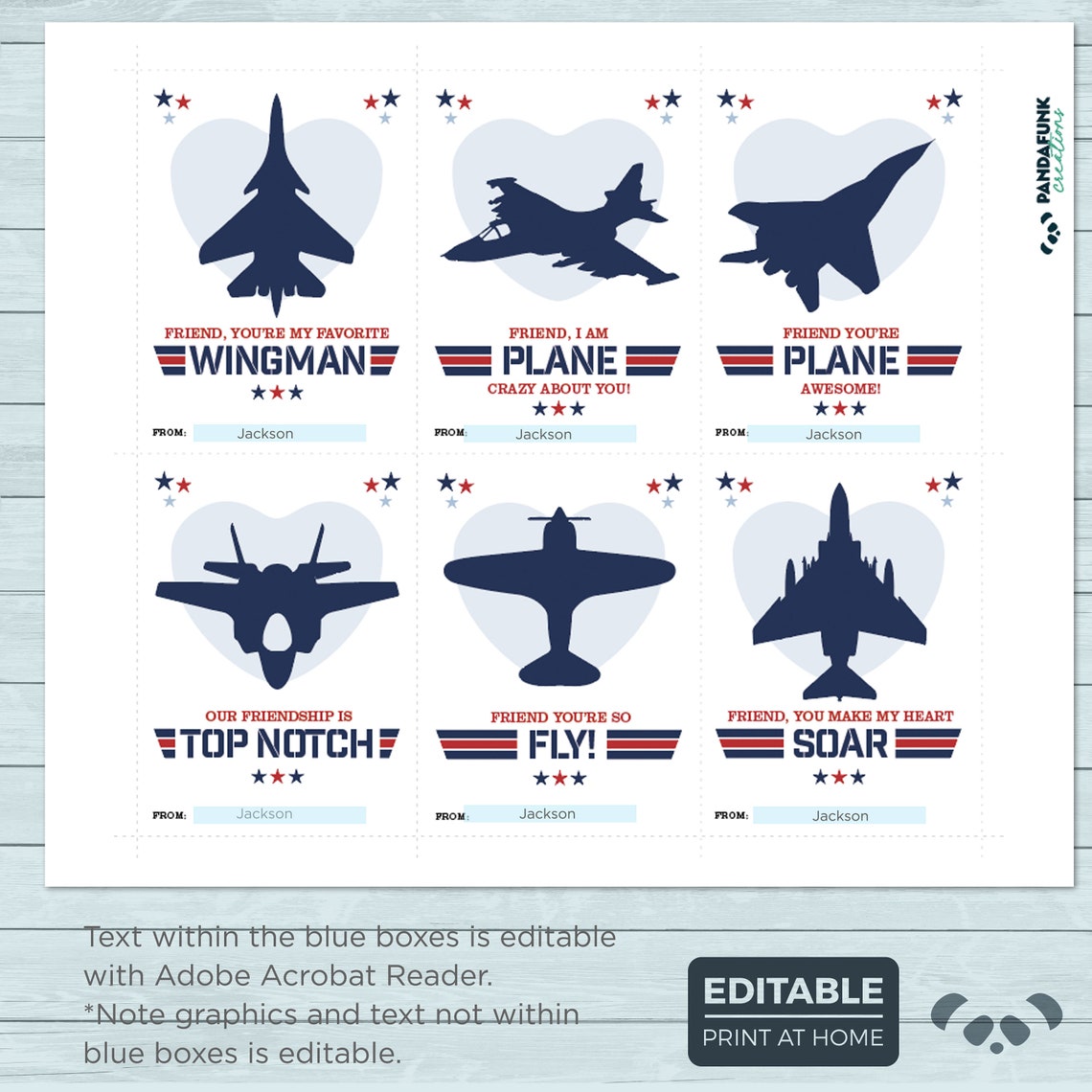Kids Valentine Cards | Fighter Jet Airplane Plane Valentines | Aircraft ...
