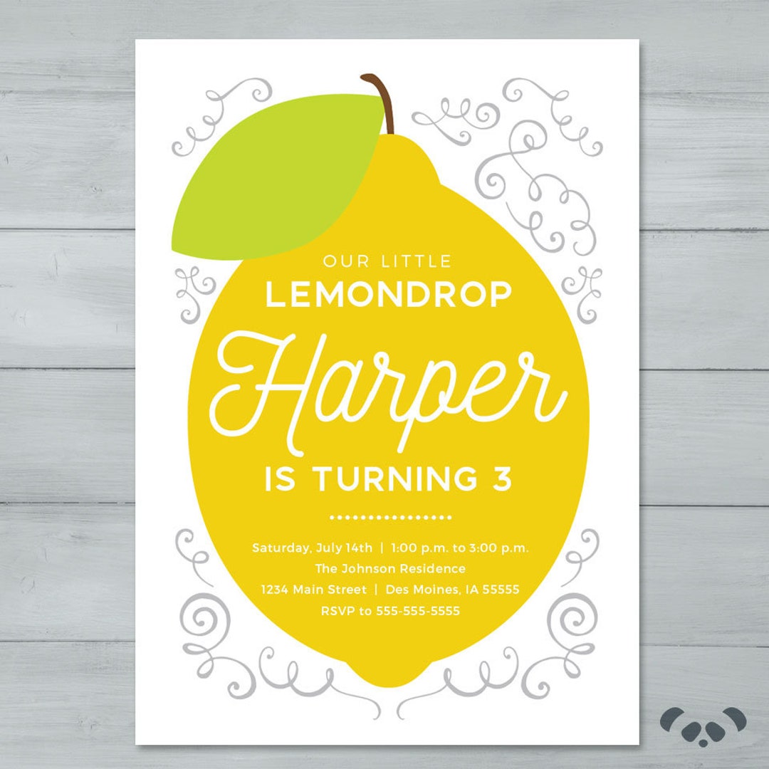 Lemon Birthday Invitation | Lemondrop Invite | Lemonade Invite | Fruit ...