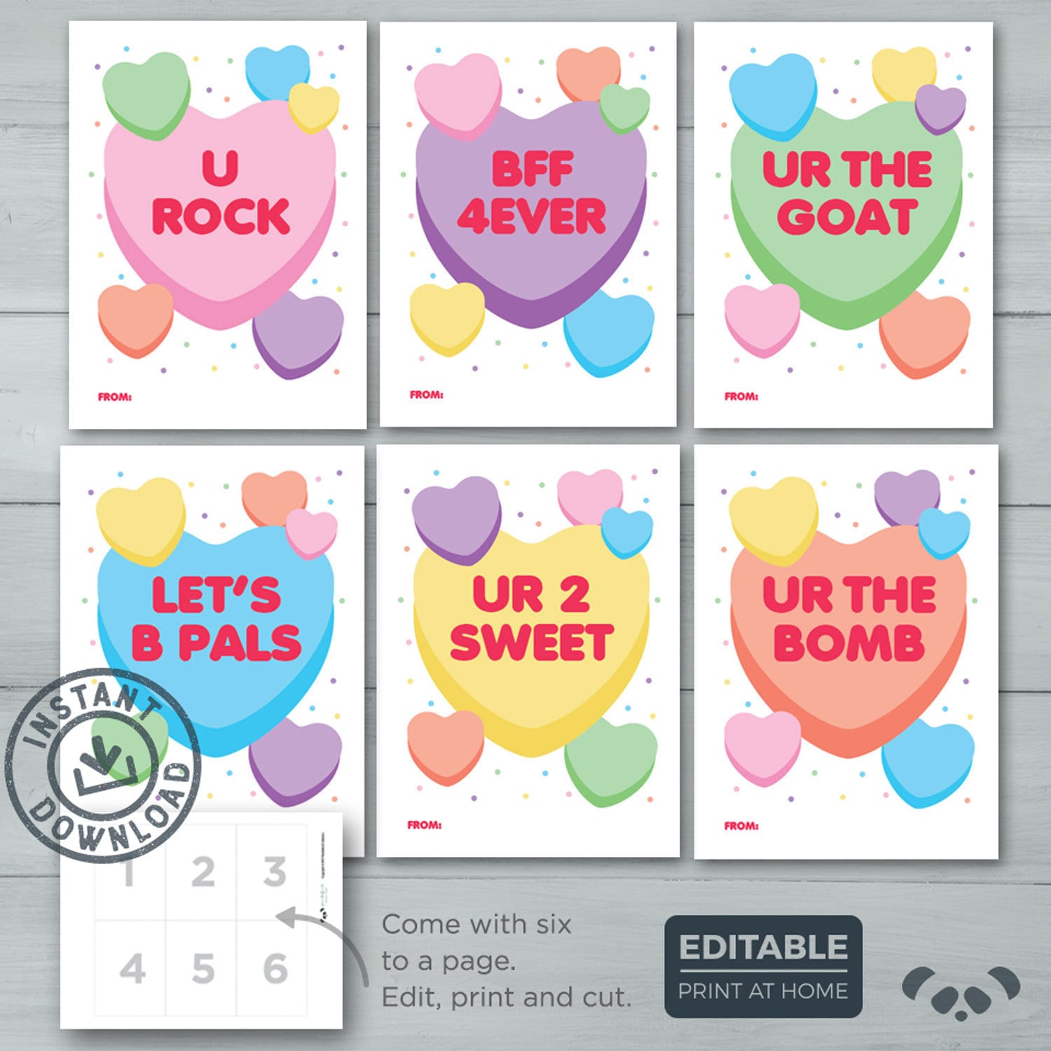 Kids Valentine Cards | Candy Conversation Hearts Valentines | Candy ...