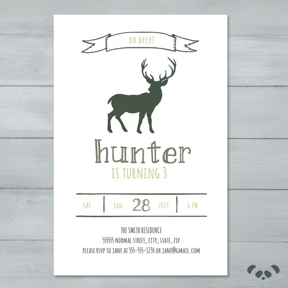 Deer Birthday Party Invitation Hunting Birthday Invitation | Etsy