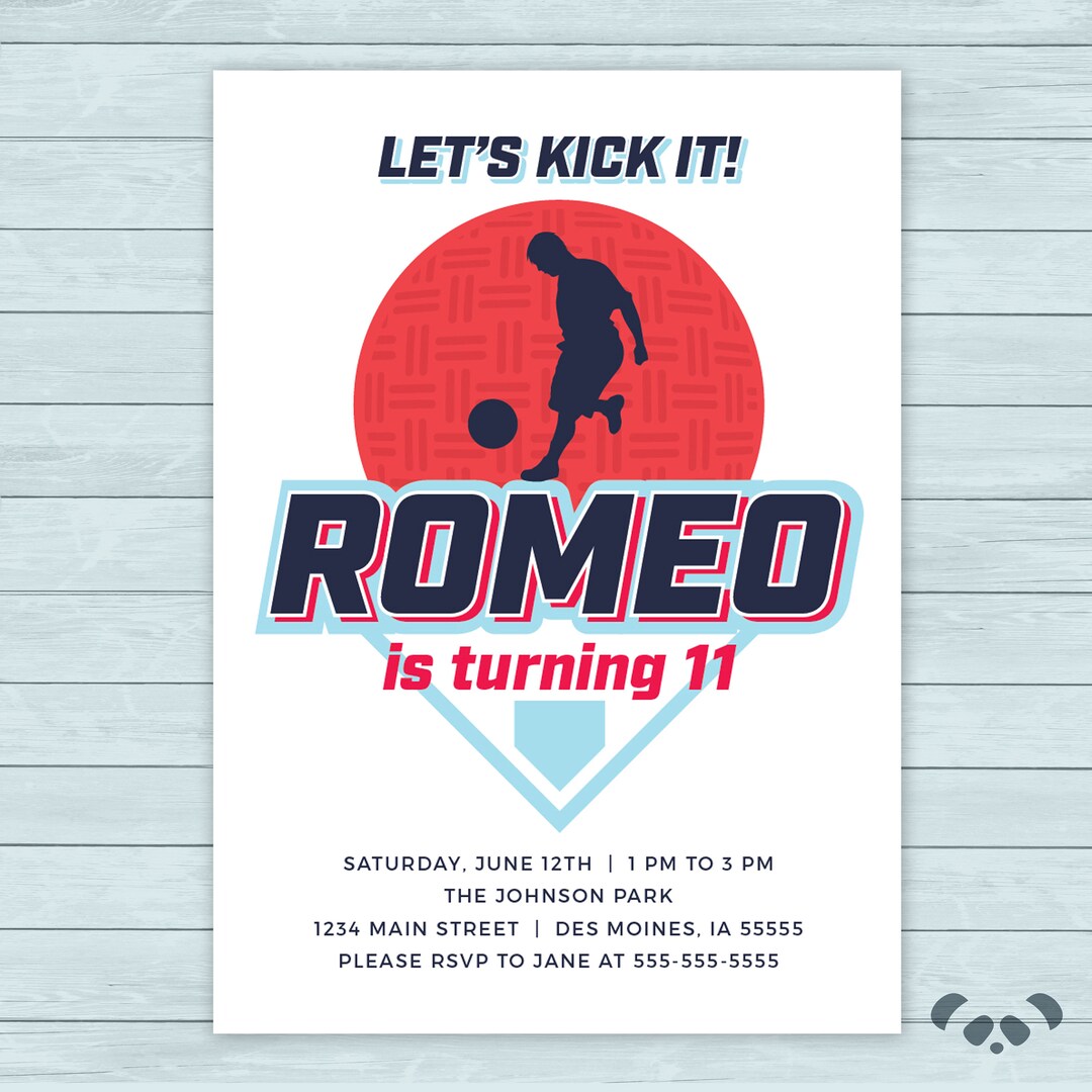 Kickball Birthday Party Invitation | Kick Ball Soccer Diamond Sport ...