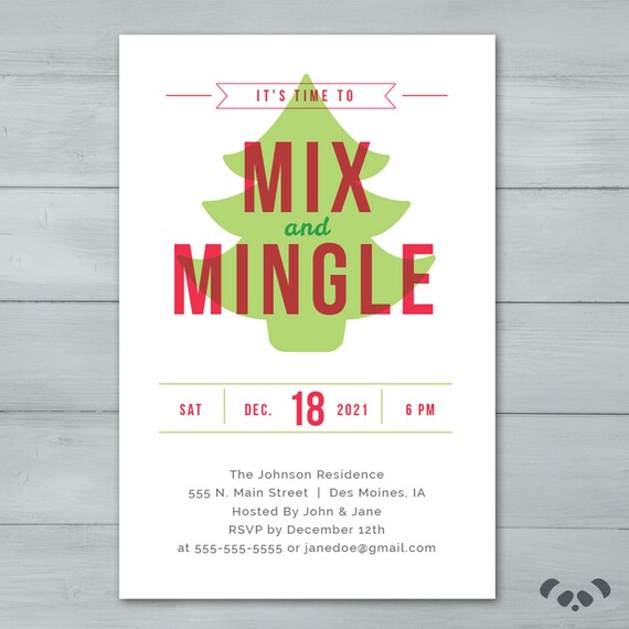 Mix & Mingle Holiday Party Invitation Christmas Tree | Etsy