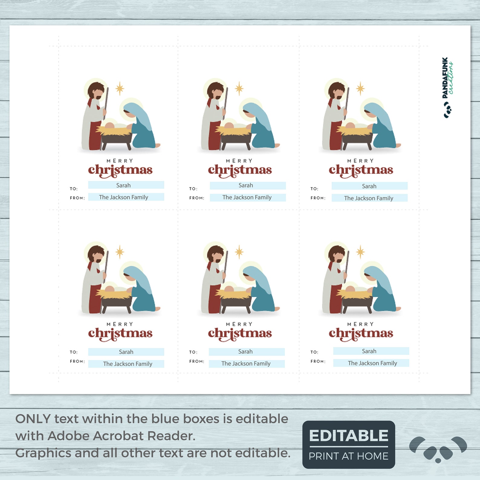 Printable Christmas Gift Tags Nativity Scene Christmas Gift - Etsy