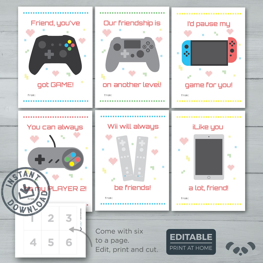 Kids Valentine Cards | Video Games Valentines | Game Controller, Ipad ...