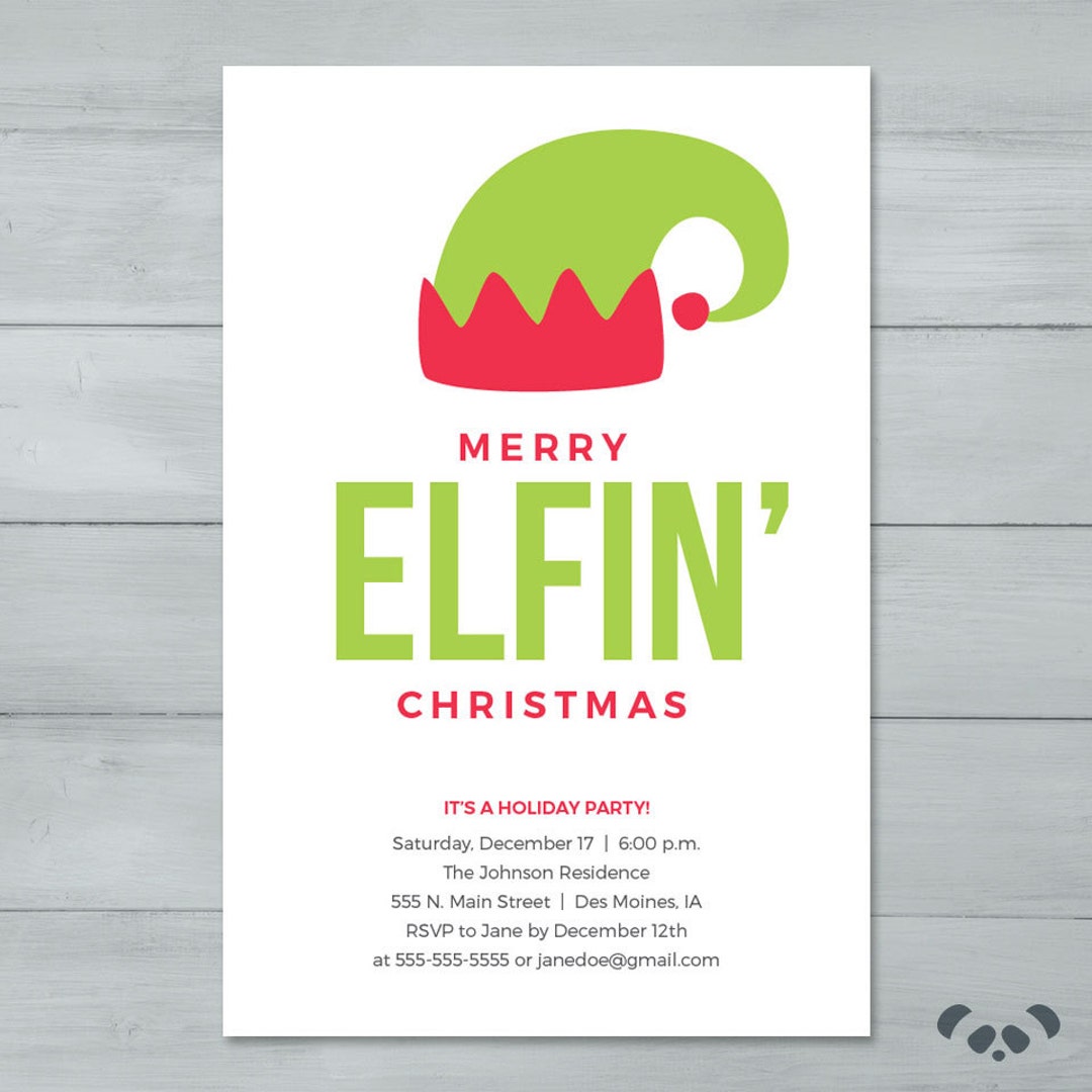 Merry Elfin' Christmas Invitation | Holiday Party Invitation ...