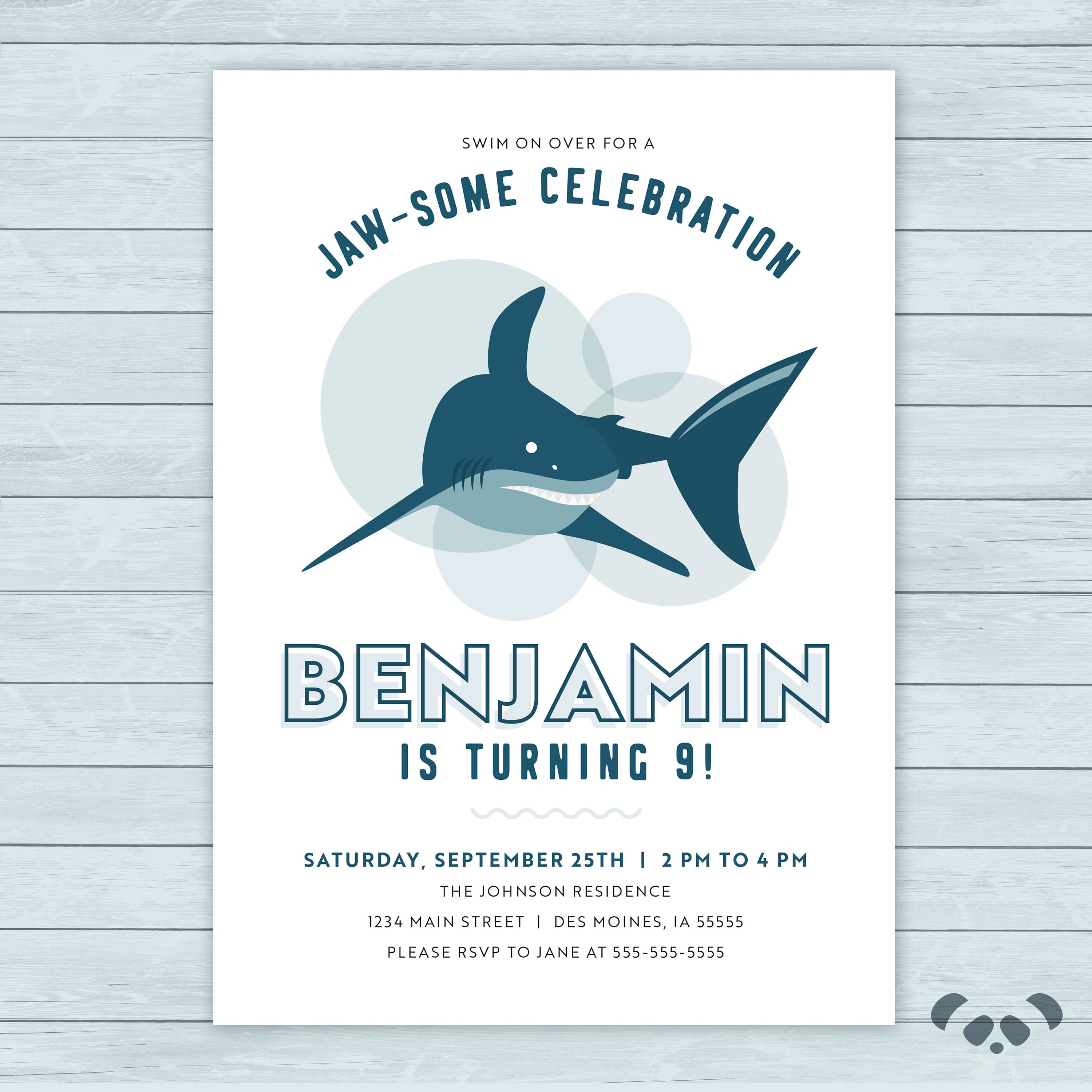Shark Birthday Party Invitation Shark Invite Shark | Etsy
