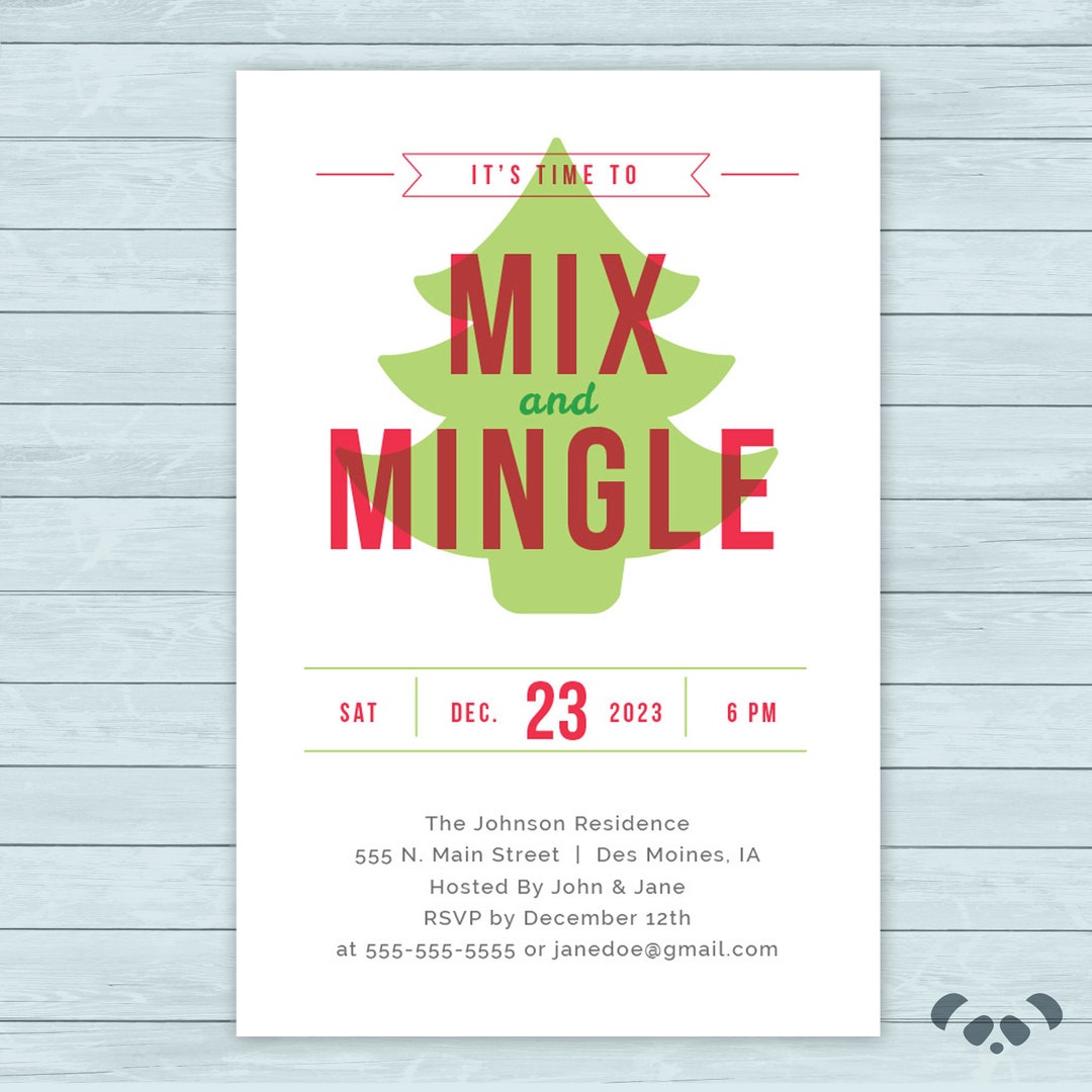 Mix & Mingle Holiday Party Invitation | Christmas Tree Invitation ...