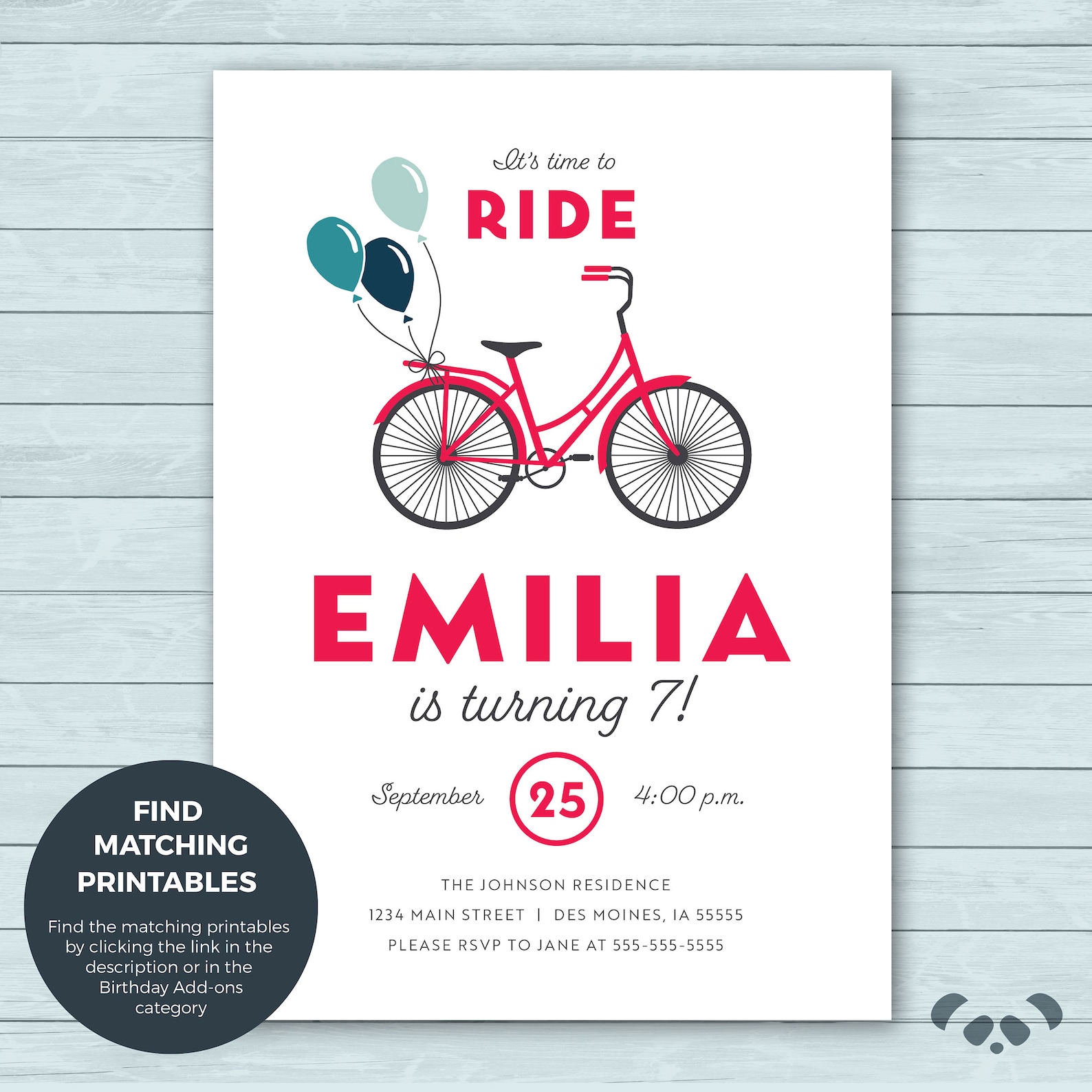 Bicycle Birthday Party Invitation | Bike Birthday Invite - Etsy